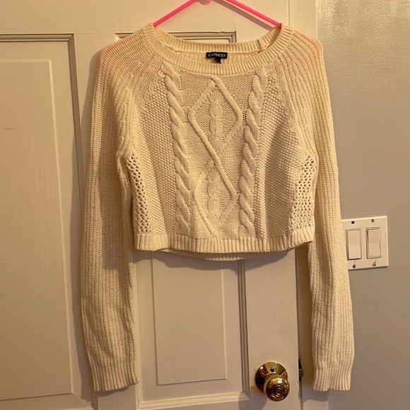 Express | Sweaters | White Cropped Sweater | Poshmark